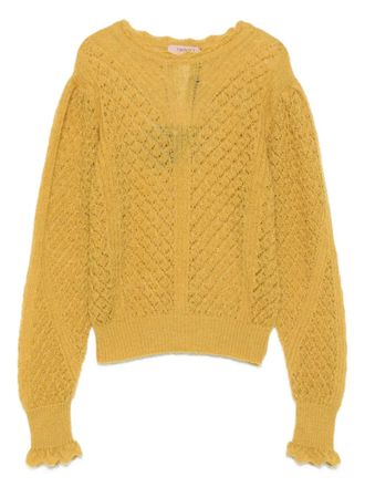 Twin-Set pull à poignets volantés - Jaune