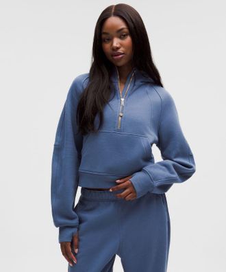 lululemon Scuba Oversized-Hoodie mit halblangem Rei&szlig;verschluss f&uuml;r Frauen - Gr&ouml;&szlig;e XL/2XL in Brilliant Blue/Gold