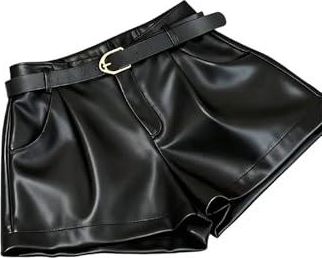 SOLY HUX Short &eacute;l&eacute;gant en cuir synth&eacute;tique pour femme - Pour f&ecirc;te, festival, clubwear - En cuir synth&eacute;tique - Avec poches, Noir, XL