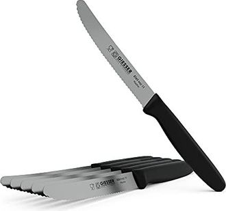 GIESSER seit 1776 - Made in Germany - Tomatenmesser 6er Set schwarz, Klinge 11 cm, rutschfest, kleines Universalmesser sp&uuml;lmaschinenfest, rostfrei