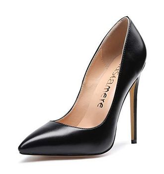 Castamere Escarpins Femme Talon Fête Mariage Sexy Talon Haut Aiguille Bout Pointu High Heels Chaussures Stilettos Talons 12CM PU Noir Escarpin EU 42.5