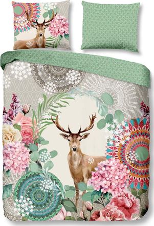 Hip by Living Dreams Biber Bettw&auml;sche ERLENDA 6633 155 cm x 220 cm gr&uuml;n-Multi