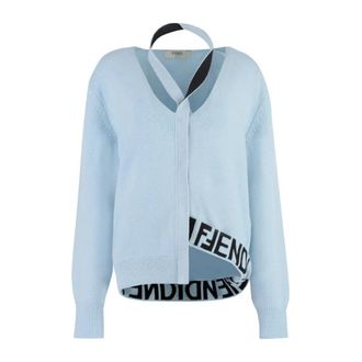 Fendi Woll- und Kaschmircardigan - - Knitwear - Damen - Blau - 2XS