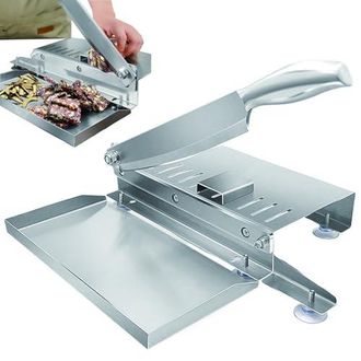 Generic Machine &agrave; D&eacute;couper les Os - Trancheuse &agrave; Viande Manuelle 220/270/375 mm avec Lame Inox 4 mm, Base Antid&eacute;rapante, Pour Viande Congel&eacute;e, Os, Jambon, Boe