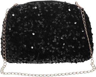 Soimiss Paquet &agrave; Bandouli&egrave;re &agrave; Paillettes Noir Petit Format 244 X 17 X 48 CM Cha&icirc;ne Argent&eacute;e Ajustable Mini Pochette de Soir&eacute;e Scintillante pour Mariage Bal A