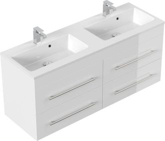 Magnolia Home Badm&ouml;bel Firenze 140 SoftClose weiss hochglanz