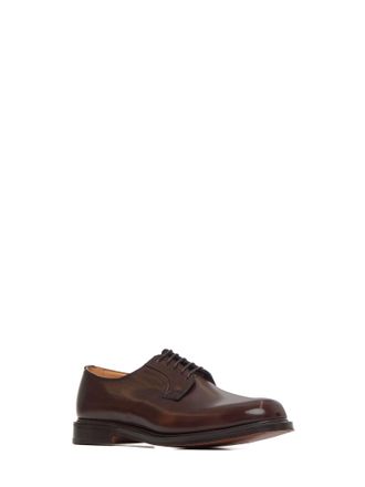 Churchs Mens Derby Shoes Shannon Brown Calf Leather Lace-Up Flat