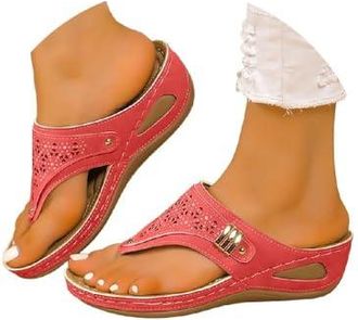 Generic Sandales orthop&eacute;diques pour femme, tongs compens&eacute;es avec soutien de la vo&ucirc;te plantaire pour femme, sandales &agrave; enfiler, coupe large, chaussures de plag