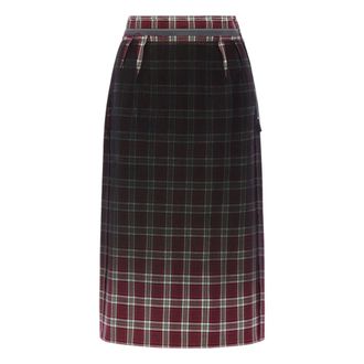 Maison Margiela Femme, Jupes, Rouge, Taille: 38 FR Faded Check Wool Skirt