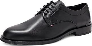 Tommy Hilfiger Chaussures Derby Homme Corporate en Cuir, Noir (Black), 43
