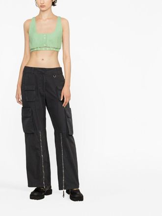 Ganni Organic Cotton Cropped Tank Top - green