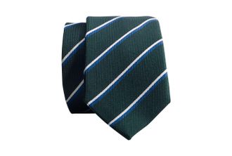 Bexley Cravate Soie Ray&eacute;e - Cravate homme verte bleu et ecru