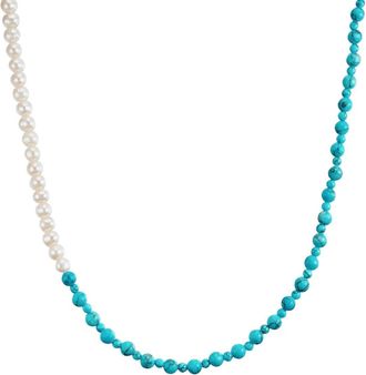 Valero Pearls Halskette - Sterling Silber Halskette T&uuml;rkis (rek.) S&uuml;&szlig;wasser- - Gr. unisize - in Blau - f&uuml;r Damen