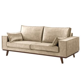 Fredriks home24 Sofa Jurga 2-Sitzer Beige Samt Tomi 199 x 81 x 91cm Modern