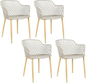 The Home Deco Factory Set mit 4 Stühlen für den Außenbereich, Farbe: Taupe, Polypropylen Eisen, 54.1 x 80 x 62.2 cm