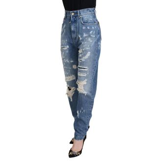 Dolce & Gabbana Pantalon en denim d&eacute;chir&eacute; - Femme - Jeans - Bleu - Taille: 34 FR