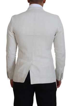 Dolce & Gabbana Mens White Linen Slim Fit Jacket Blazer Clothing