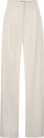 Elisabetta Franchi Femme, Pantalons, Beige, Taille: 44 FR Pantalon Cr&ecirc;pe avec D&eacute;tails en Satin