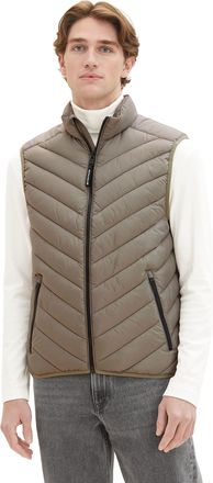 Tom Tailor Herren 1036072 Lightweight Steppweste mit Stehkragen aus recyceltem Polyester, 32097-smokey Olive Green, XL