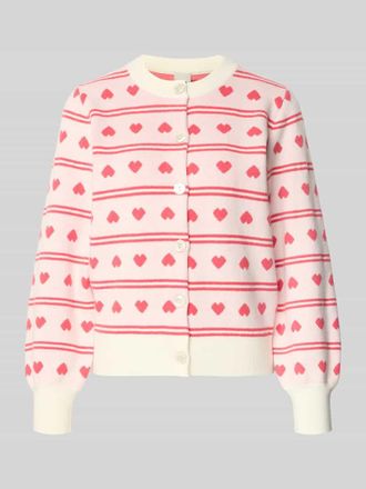 Ichi Regular Fit Cardigan mit Allover-Motiv-Stitching Modell Brielle