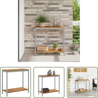 vidaXL vidaXL Tisch f&uuml;r Terrasse - Tisch f&uuml;r Outdoor mit Regal Nat&uuml;rlich und Grau 80 x 35 x 75 cm