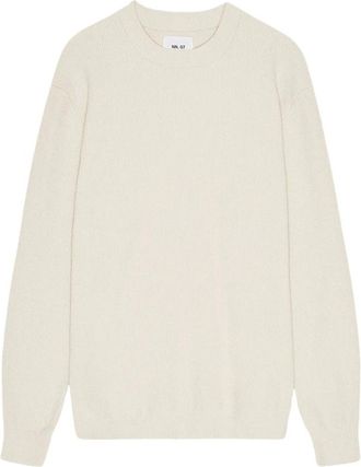 Nn.07 Nn07, Homme, Pulls, Beige, Taille: M Pull col rond Ecru avec D&eacute;tails Mode