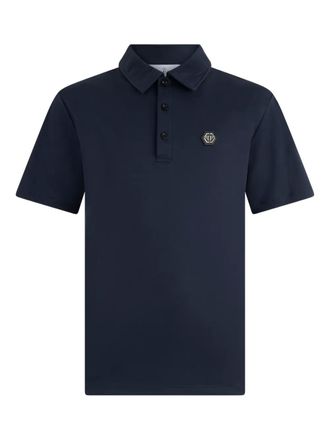 Philipp Plein polo &agrave; logo hexagone - Bleu