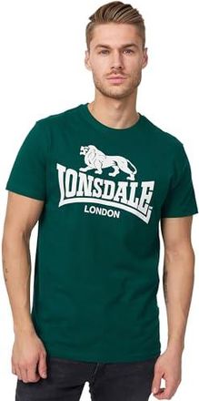Lonsdale T-Shirt pour Homme avec Logo londonien, Rouge, Style décontracté, Streetwear, Vert Bouteille, S