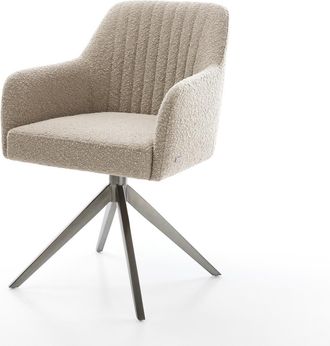 DELIFE Drehstuhl Greg-Flex Boucl&eacute; Schlamm Kreuzgestell breit Graphit 360&deg; drehbar Wippfunktion Taschenfederkern, Esszimmerst&uuml;hle