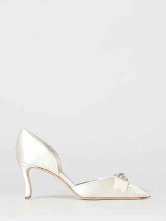Manolo Blahnik Escarpins de mari&eacute;e Apidosa en satin avec boucle bijou