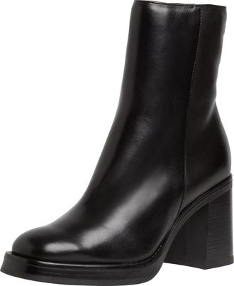 Tamaris Damen Boots mit Absatz Leder Blockabsatz; BLACK/schwarz; 39 EU