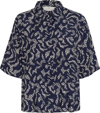 Kaffe Femme, Blouses et Chemises, Bleu, Taille: 48 FR Chemisier Midnight Marine Lace Print