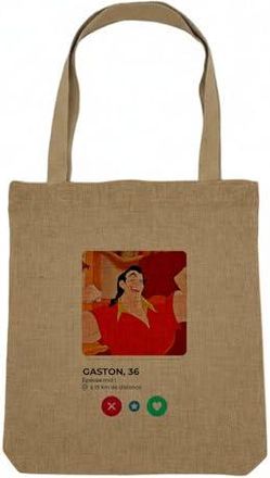 Fabulous Sac Shopping Tote Bag Aspect Lin - Gaston La Belle et la Bete R&eacute;seau Social Rencontre Parodie - Sac de Courses Toile Epaisse 360g Beige Naturel Cabas 