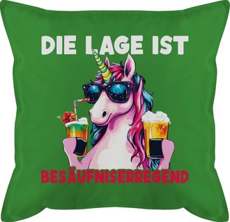 Shirtracer Kissen 50x50 - Alkohol - Die Lage ist besäufniserregend Einhorn I Saufen Geschenk Saufi Saufi Einhorn I Mallorca Party I JGA I Malle I Karneval I Jung