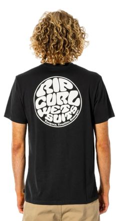 Rip Curl Icons Tee Logo Graphic Cotton Jersey T-Shirt f&uuml;r Herren, Schwarz 243, Klein