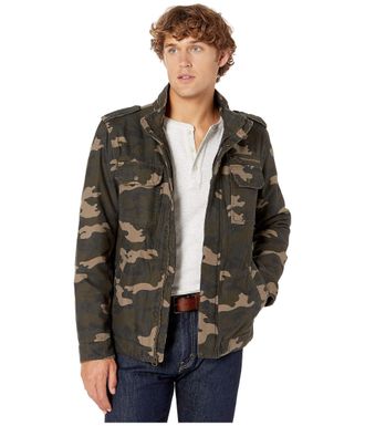 Levi's Herren Milit&auml;rjacke aus gewaschener Baumwolle mit Zwei Taschen Leichte Baumwolljacke, Camouflage, Large