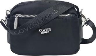 Coveri Collection Sac &agrave; Bandouli&egrave;re en Nylon, Dimensions 21 x 7 x 16 cm, Poches Multiples, Bandouli&egrave;re R&eacute;glable Amovible Art.8300 Accessoires Argent, Noir