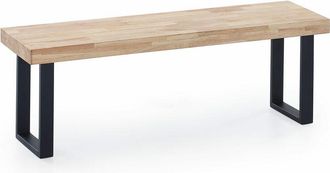 PEGANE Pegane - Banc dassise ch&ecirc;ne nordique - Pieds m&eacute;talliques noirs - Dimensions 120 x 34 x 47 cm - &Eacute;paisseur plateau 54 mm