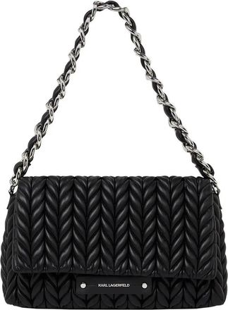Karl Lagerfeld Hobo Bags - K/WEAVE FLAP Schultertasche - Gr. unisize - in Schwarz - f&uuml;r Damen