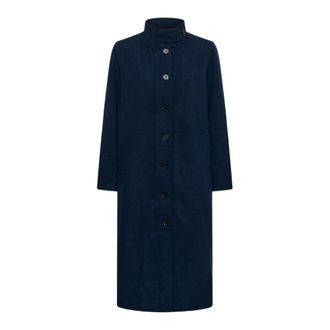 Kaffe Einknopfmantel - - Coats - Damen - Blau - XL