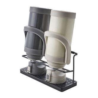 Yamazaki Tableware 5410 Tower Bottle Drying Stand with Tray, Black, Steel/ABS Resin, 32 x 12 x 17 cm