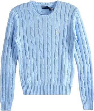 Ralph Lauren Femme, Pulls, Bleu, Taille: 40 FR Cardigan ras du cou en coton &agrave; torsades