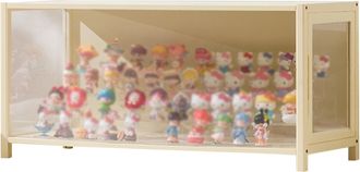 Generic Bambus-Vitrine, Bodenstehende, Durchsichtige Vitrine, Seitentür-Design, for Zuhause, Büro, Spielzimmer(80cm/31.5in)