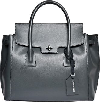 Luisa Vannini Graue Lederhandtasche
