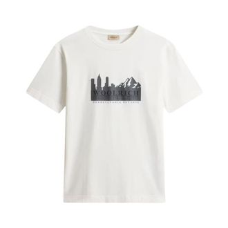 Woolrich Baumwoll-Grafik-T-Shirt - - Tops - Herren - Wei&szlig; - XL