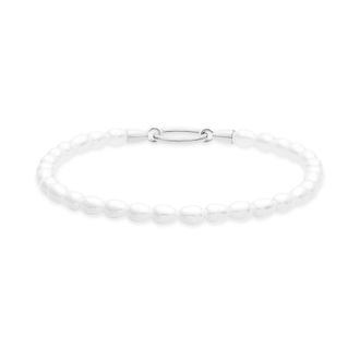 Tamaris Bracelet - Elegantes Armband aus poliertem Edelstahl - Silber - Glasperlenkette verstellbar bis 18 cm - wasserfest & hautfreundlich