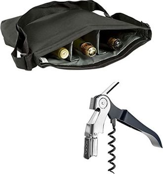 Koala Spain (6 Stück) Weinbeutel für DREI Flaschen, Schwarz und Korkenzieher, 2-Takt-Farbe: Blau