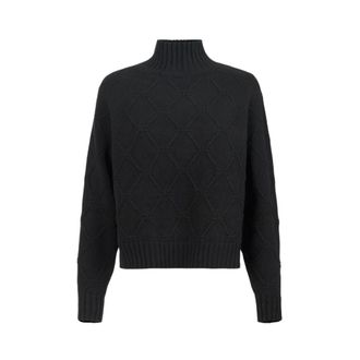 Elisabetta Franchi Schwarzer Rollkragenpullover mit Diamantmuster - - Knitwear - Damen - Schwarzk - L