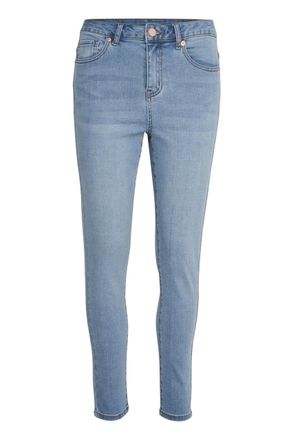 Kaffe Jeans KAsinem Damen Jeans 7/8 Slim Fit High Waist Jeanshose Hose 40, Light Blue Washed Denim 40