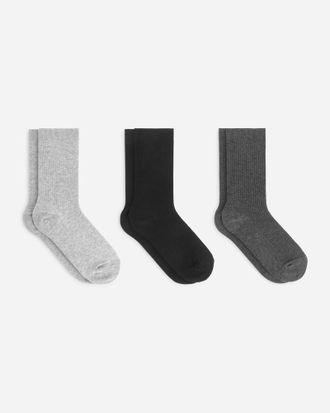 Arket Gerippte Baumwollsocken 3er-Pack -Schwarz